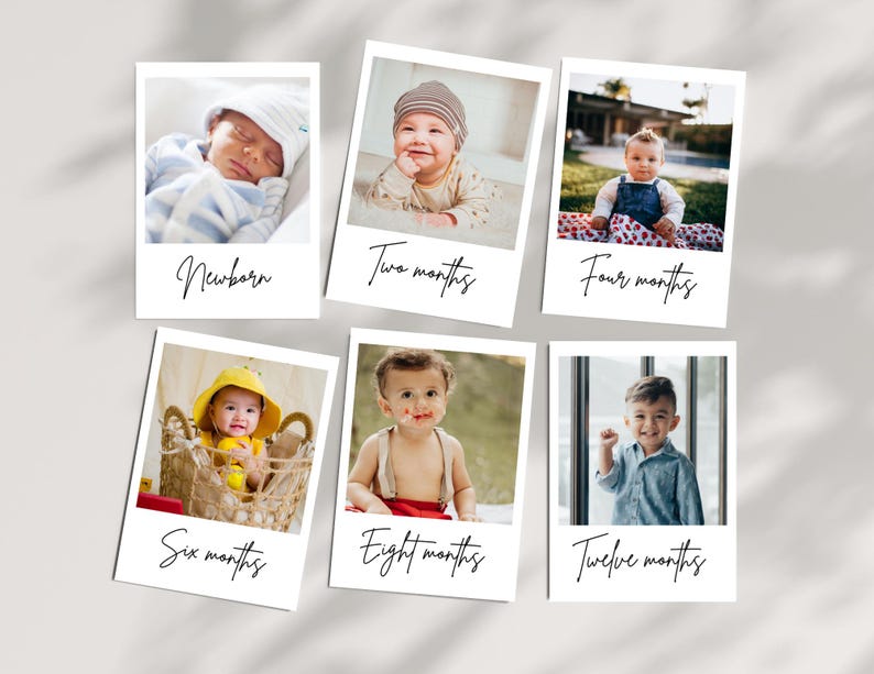 First Birthday Monthly Photo Banner | Editable Canva Template ...