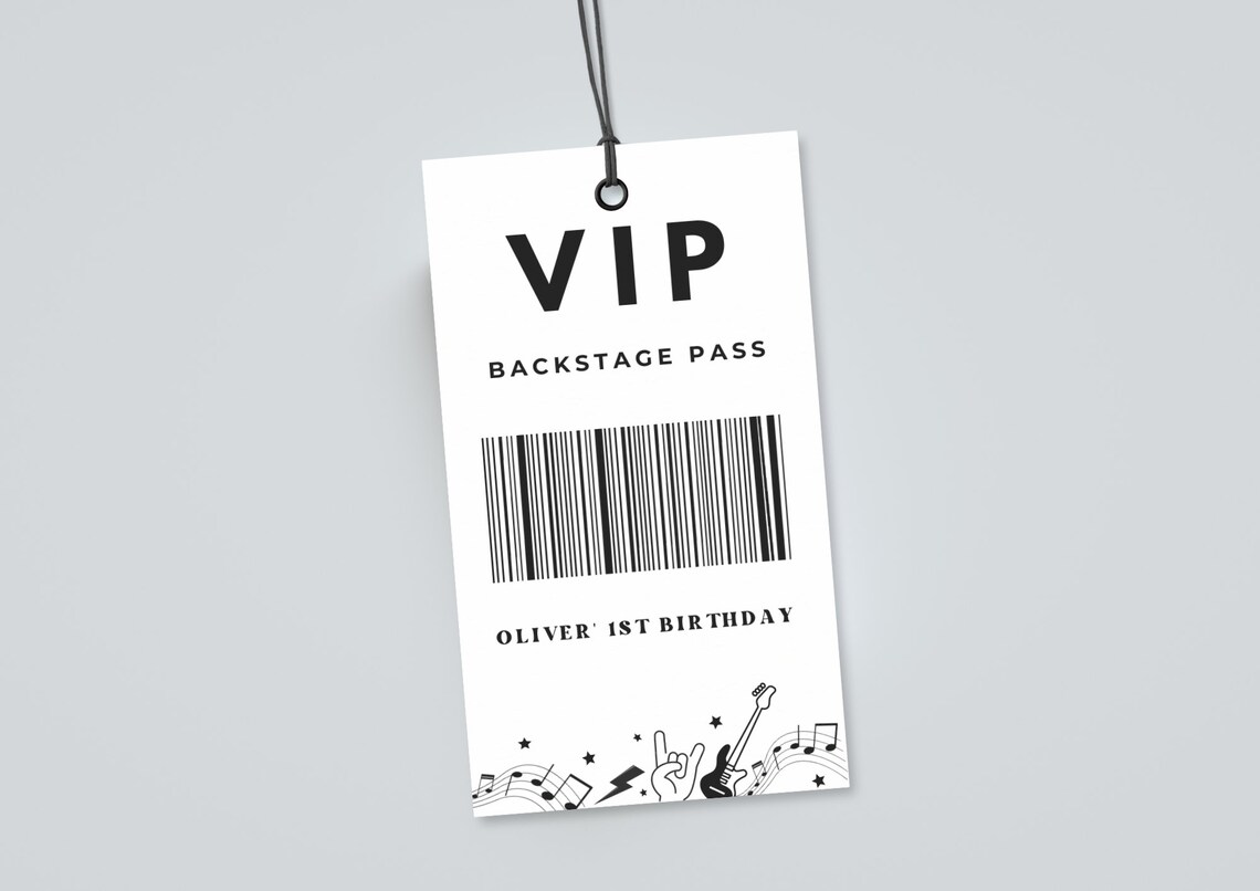 Rock and Roll VIP Backstage Pass | Instant Download | Editable Canva ...