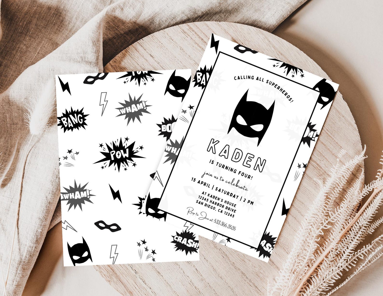 Editable Superhero Birthday Party Invitation | Modern Superhero Party ...