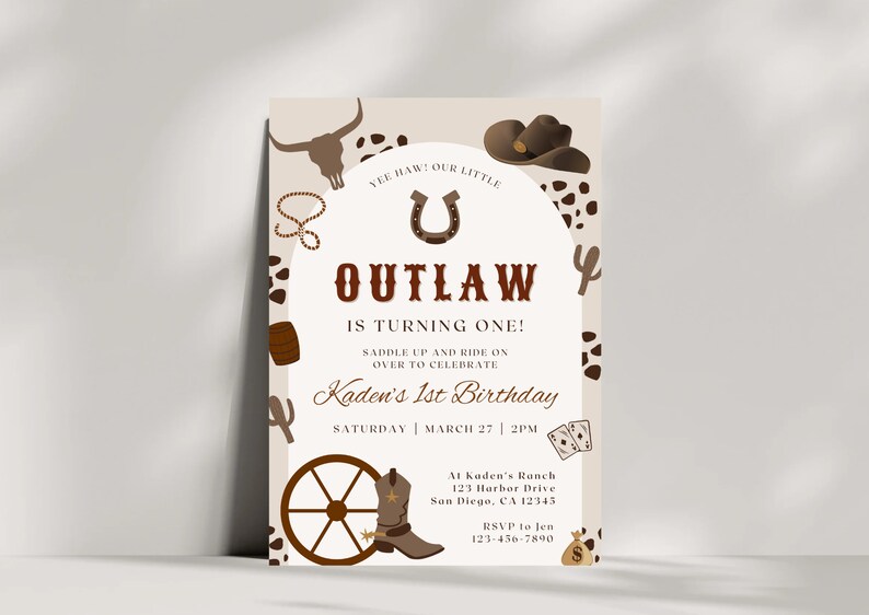 Little Outlaw Western Birthday Party Invitation | Instant Download ...