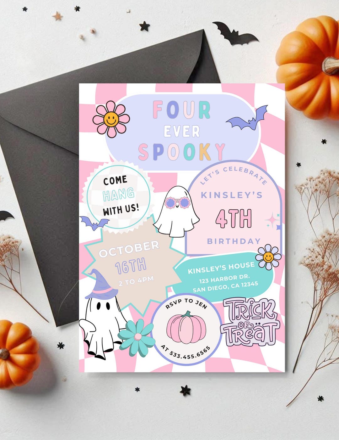 Four Ever Spooky Halloween Ghost Party Invitation | Digital Download ...