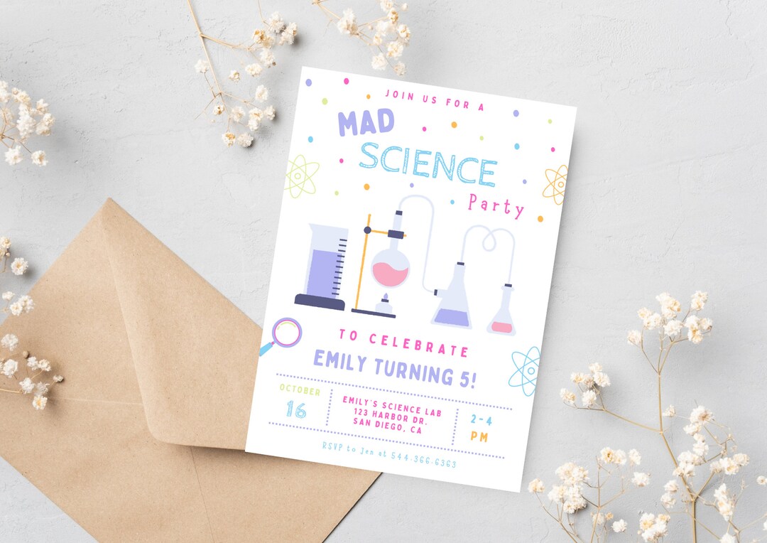 Mad Science Birthday Party Invitation Instant Download - Etsy