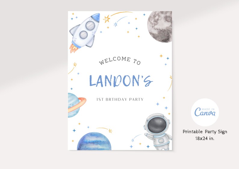 Editable First Trip Around the Sun Welcome Sign Outer Space Welcome ...