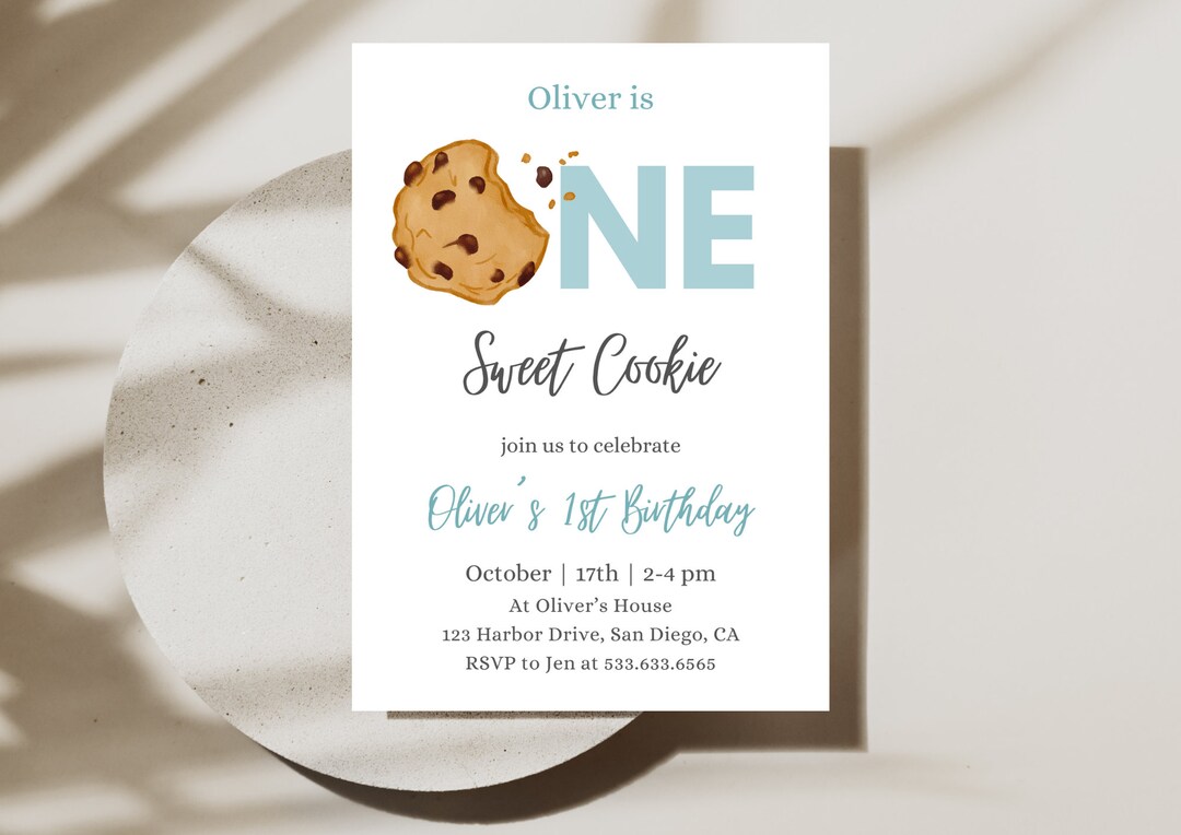 Editable Cookie 1st Birthday Party Invitation | Instant Download ...