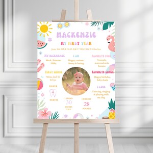Editable Fun in the Sun Birthday Milestone Board | Tropical Splish ...