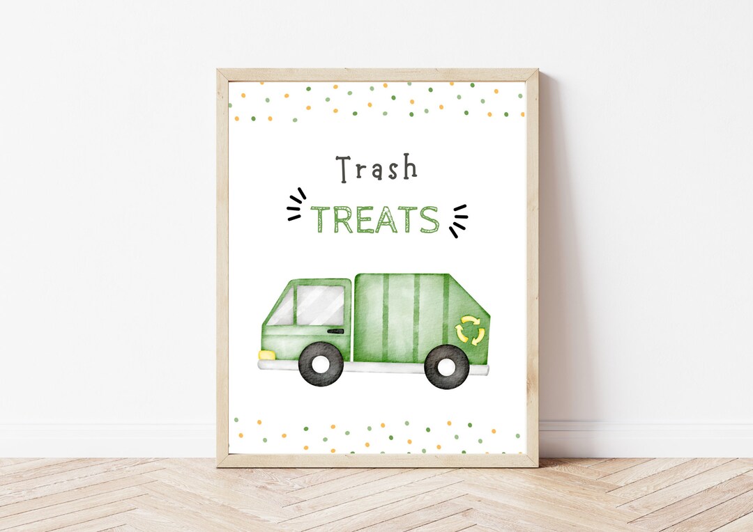 Garbage Truck Trash Treats Party Sign | Instant Download | Printable ...