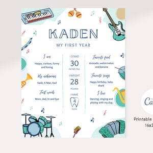 Music Birthday Party Milestone Board | Instant Download | Musical ...