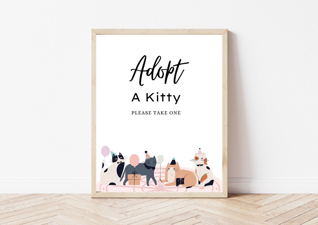 Editable Adopt A Kitty Party Sign | Digital Download | Printable Adopt ...