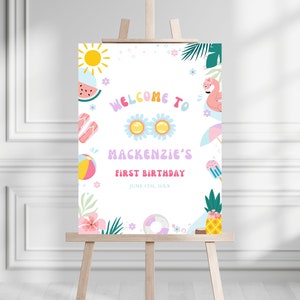 Editable Fun in the Sun Birthday Milestone Board | Tropical Splish ...
