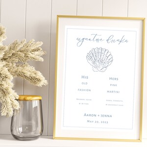 Coastal Themed Signature Drink Menu Minimalist Beach Wedding - Etsy