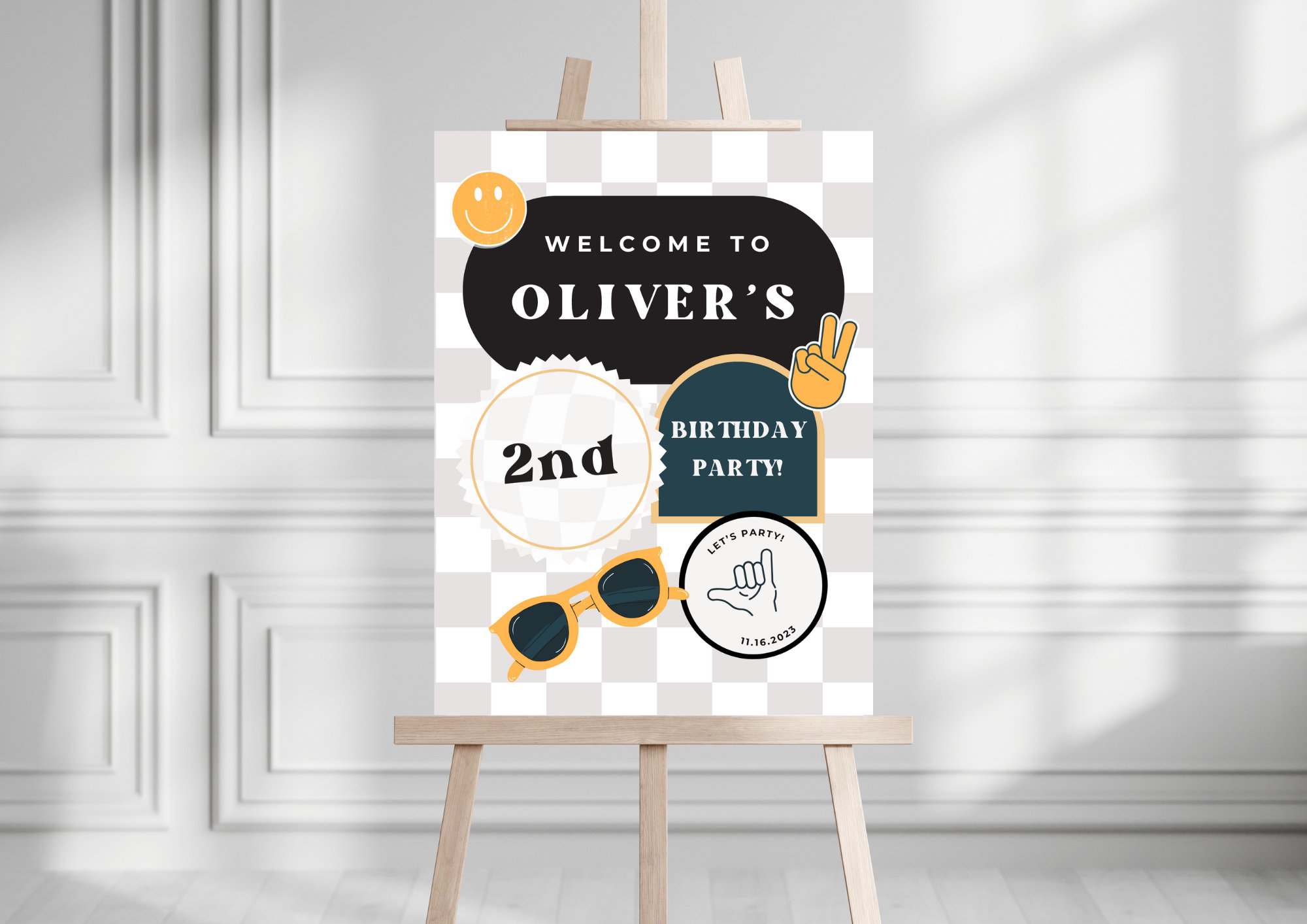 Retro TWO Cool Custom Party Sign Digital Download Rad Boy 2nd Birthday ...