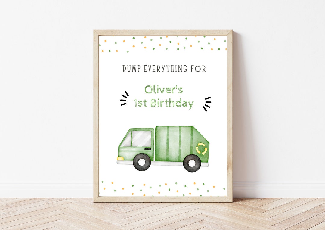 Editable Garbage Truck Party Sign Instant Download - Etsy