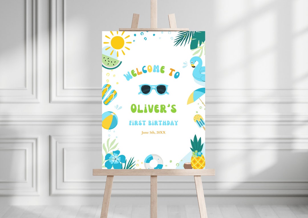 Fun in the Sun Birthday Party Welcome Sign | Tropical Splish Splash ...