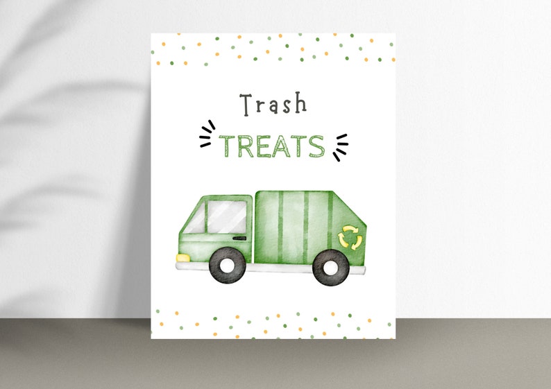 Garbage Truck Trash Treats Party Sign | Instant Download | Printable ...