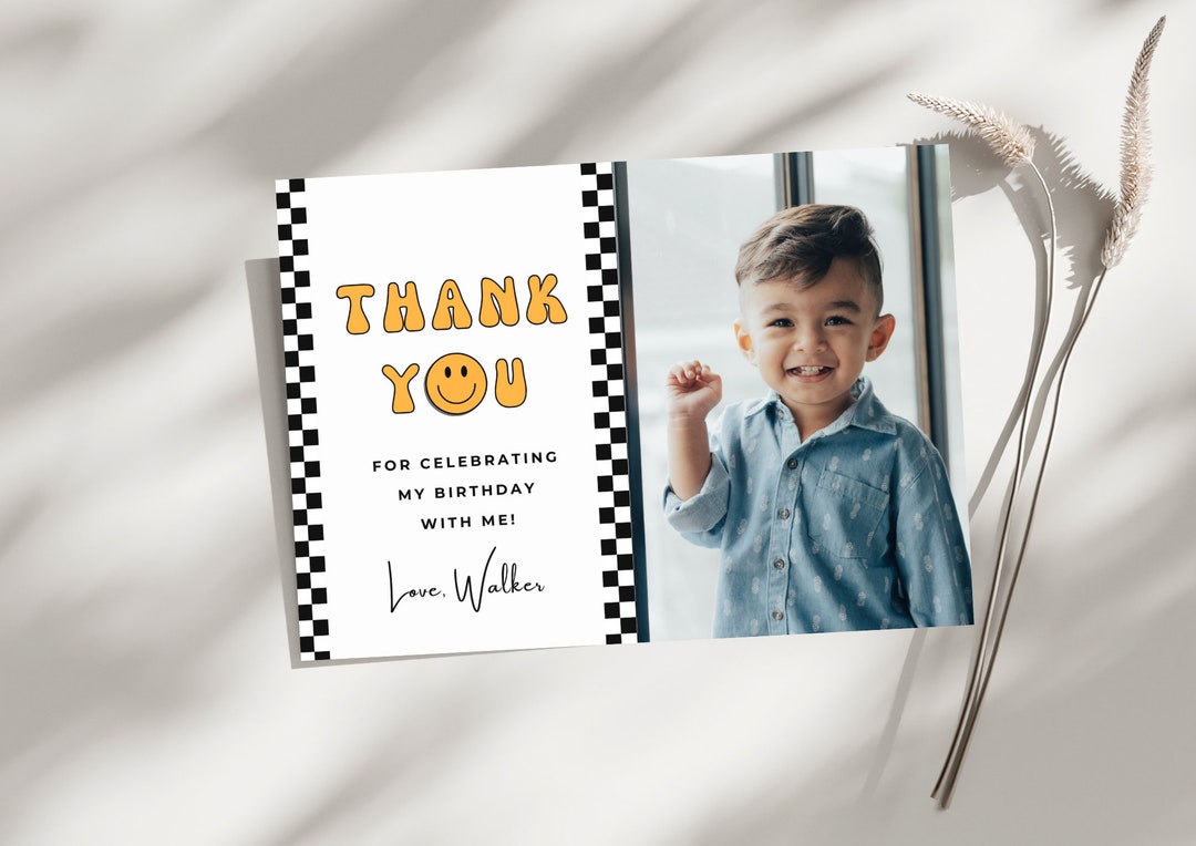 Retro ONE Happy Dude Birthday Thank You Card | Digital Download | Boy ...