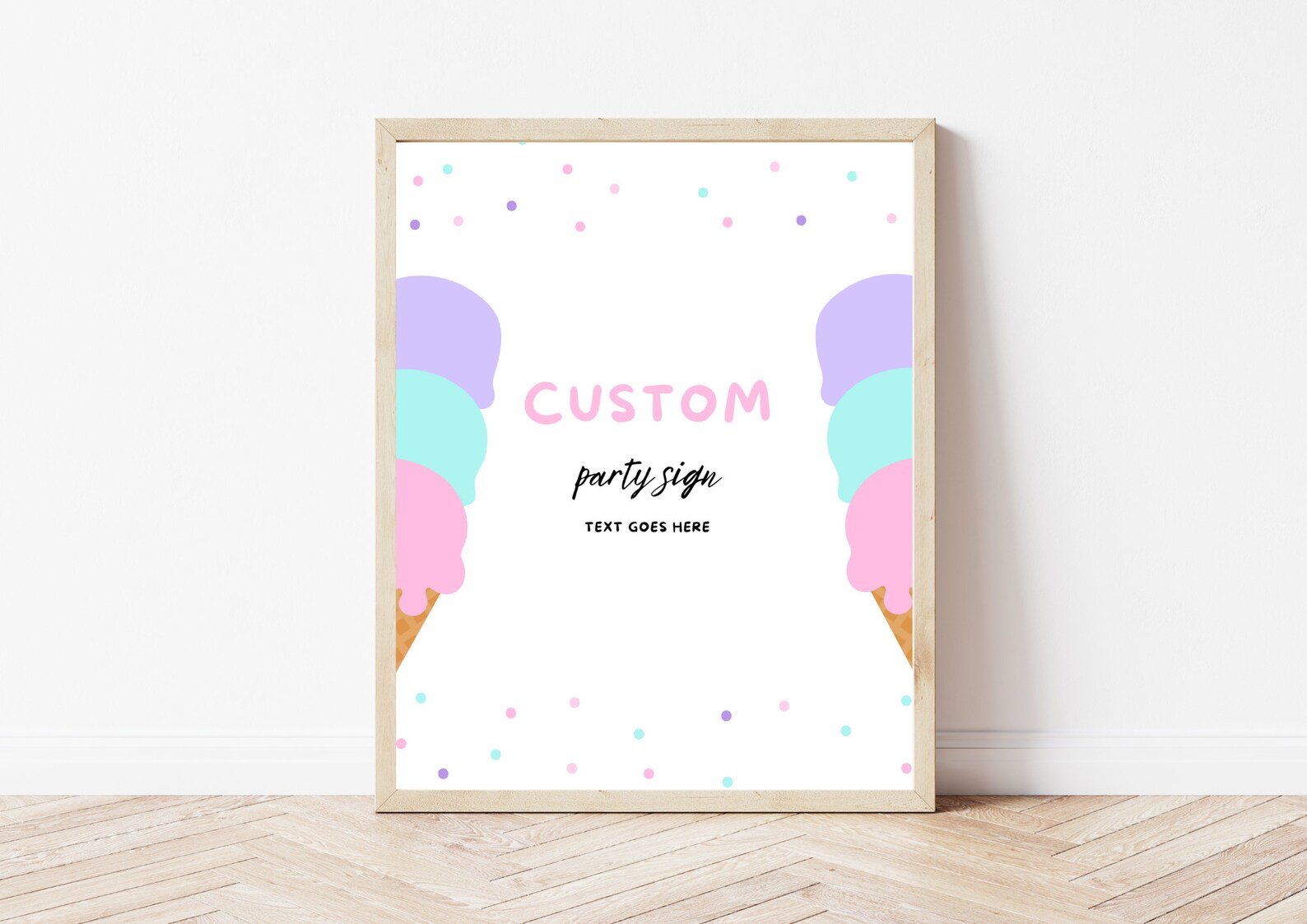 Ice Cream Birthday Party Banner Instant Download Ice Cream Cone ...