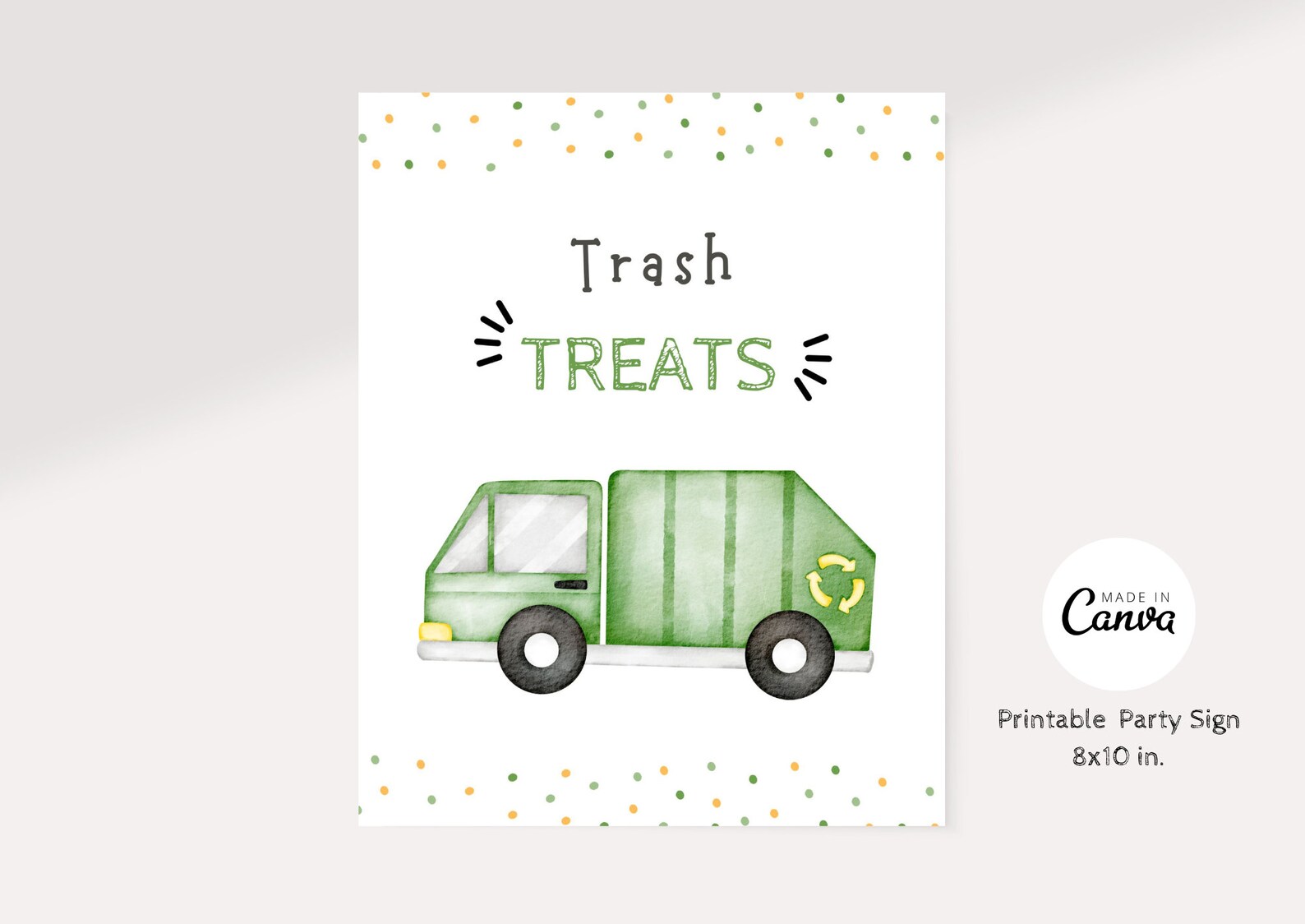 Garbage Truck Trash Treats Party Sign | Instant Download | Printable ...