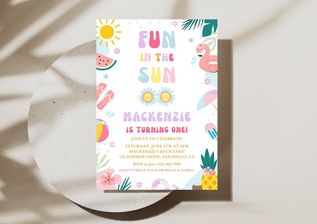 Fun in the Sun Birthday Party Invitation | Tropical Splish Splash Pool ...