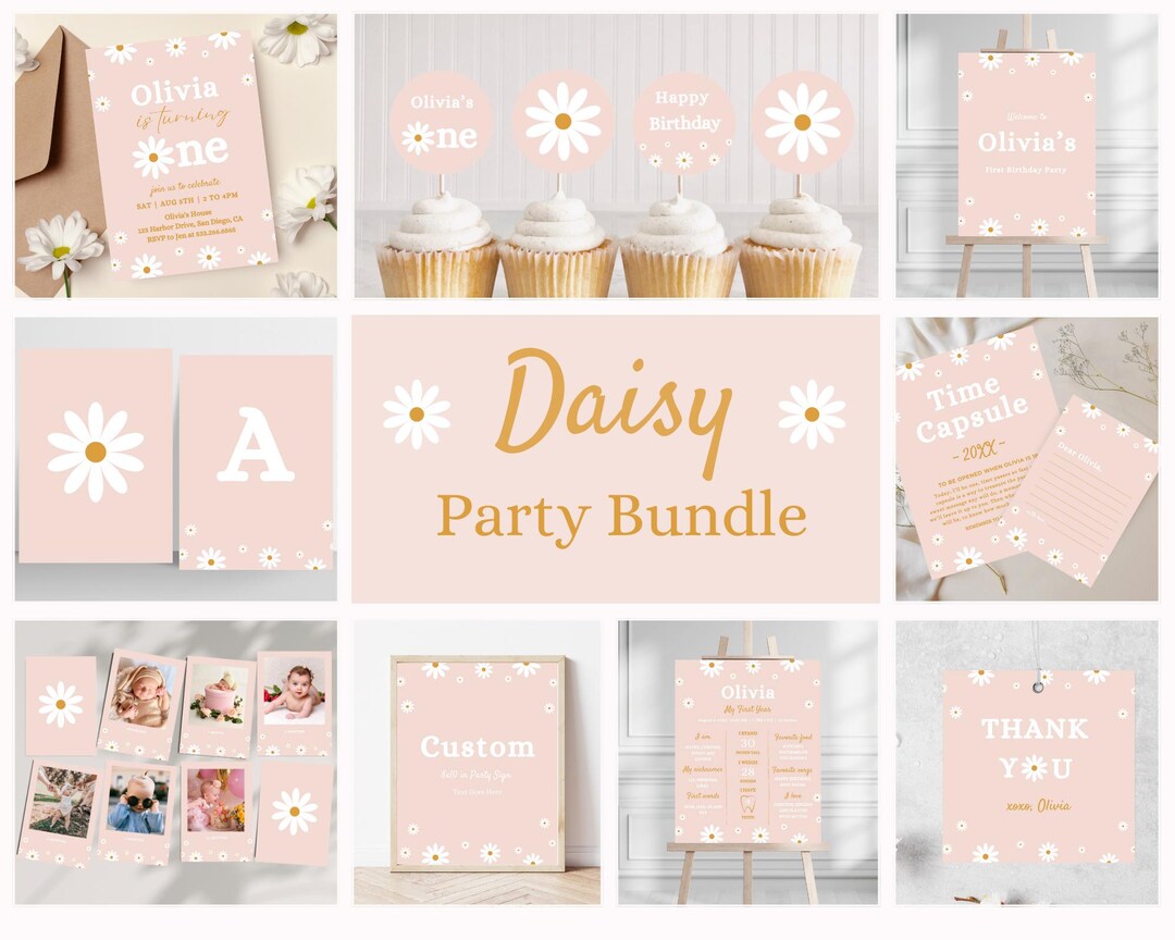 Daisy 1st Birthday Party Bundle | Instant Download | Girl First ...
