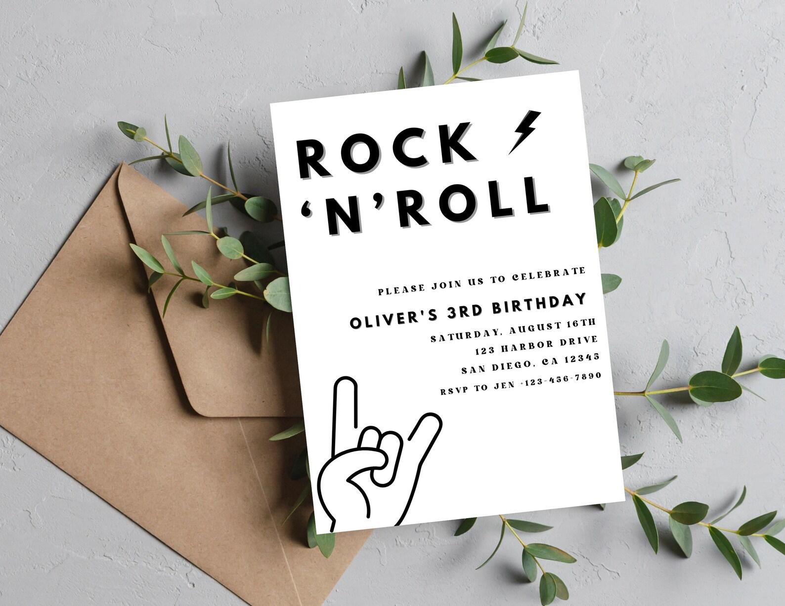 Rock and Roll Birthday Party Invitation | Instant Download | Editable ...