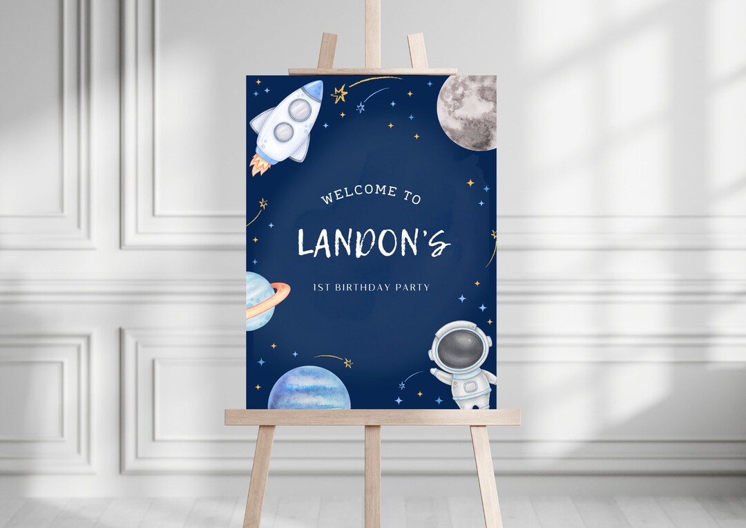 First Trip Around the Sun Welcome Sign | Outer Space Welcome Party Sign ...