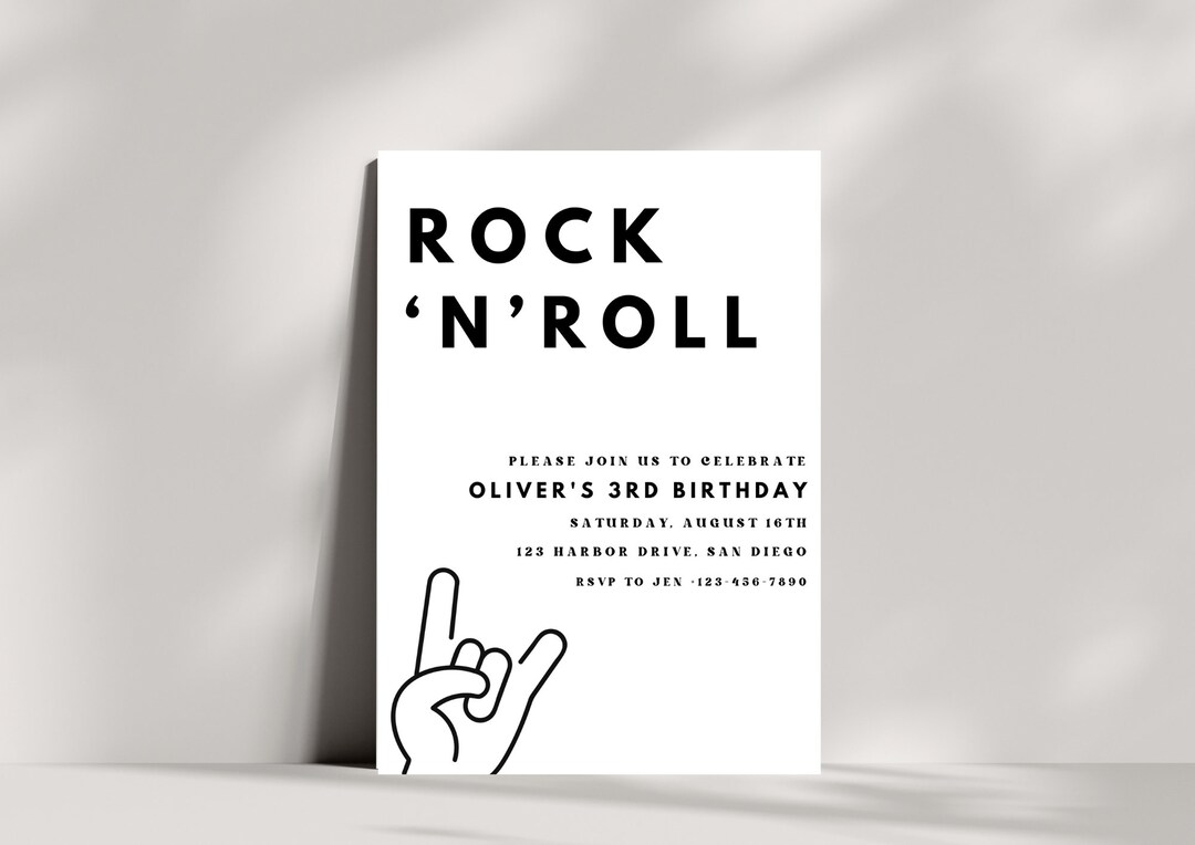 Rock and Roll Birthday Party Invitation | Instant Download | Rock N ...