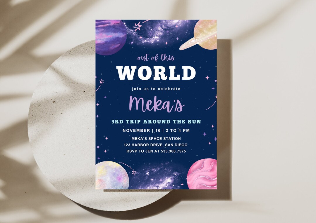 Invitación de cumpleaños espacial editable / Invitación de cumpleaños ...