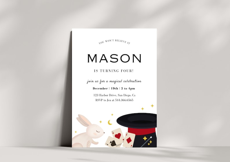 Magic Birthday Party Invitation | Instant Download | Magician Magic ...