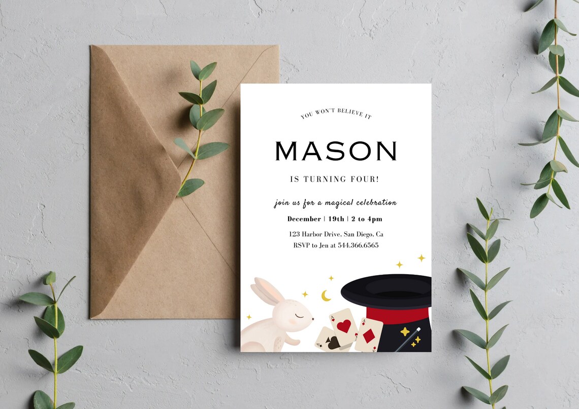 Magic Birthday Party Invitation | Instant Download | Magician Magic ...