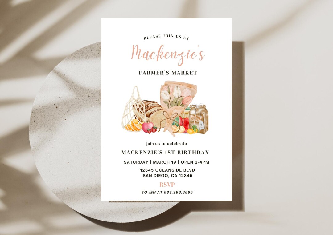 Farmer's Market Birthday Party Invitation, Instant Download, Farm ...
