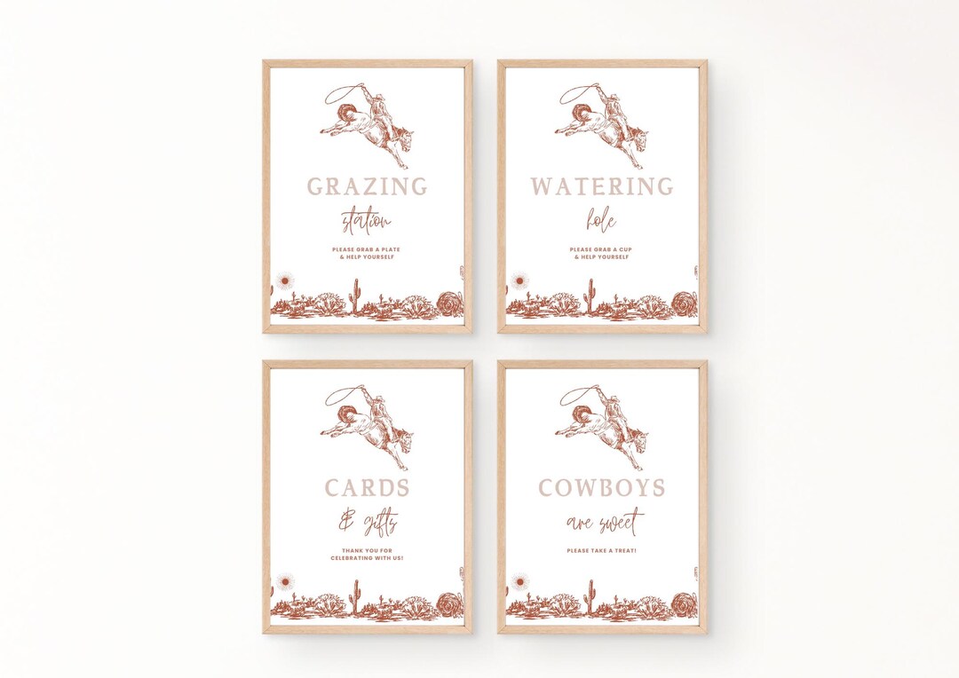 Western Birthday Party Table Signs | Digital Download | Gift, Food ...