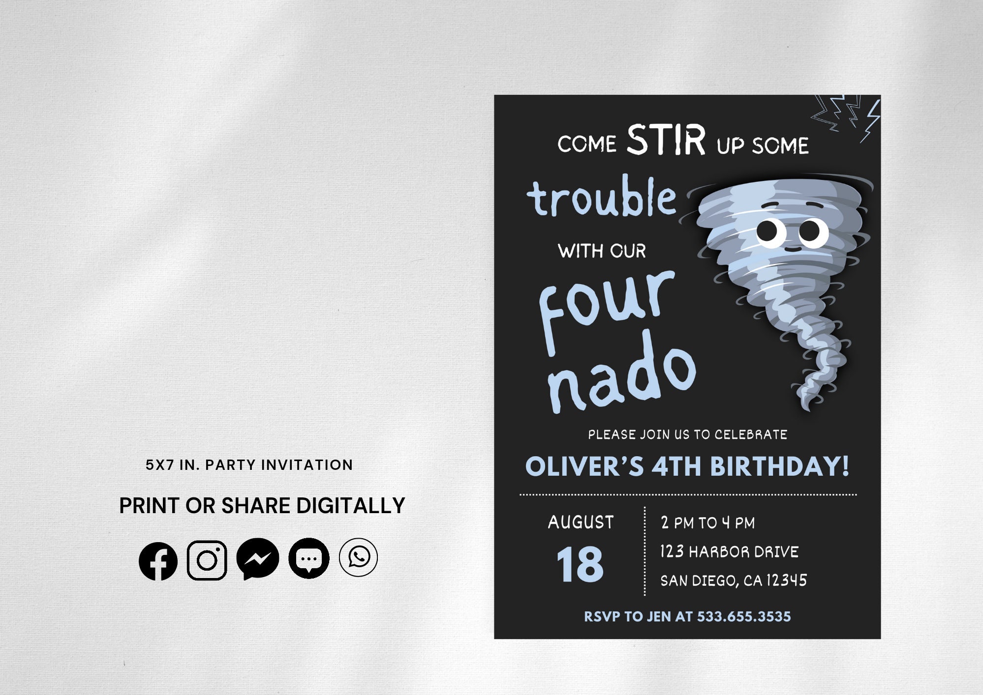 Fournado Birthday Party Invitation Instant Download Storm Weather Party ...