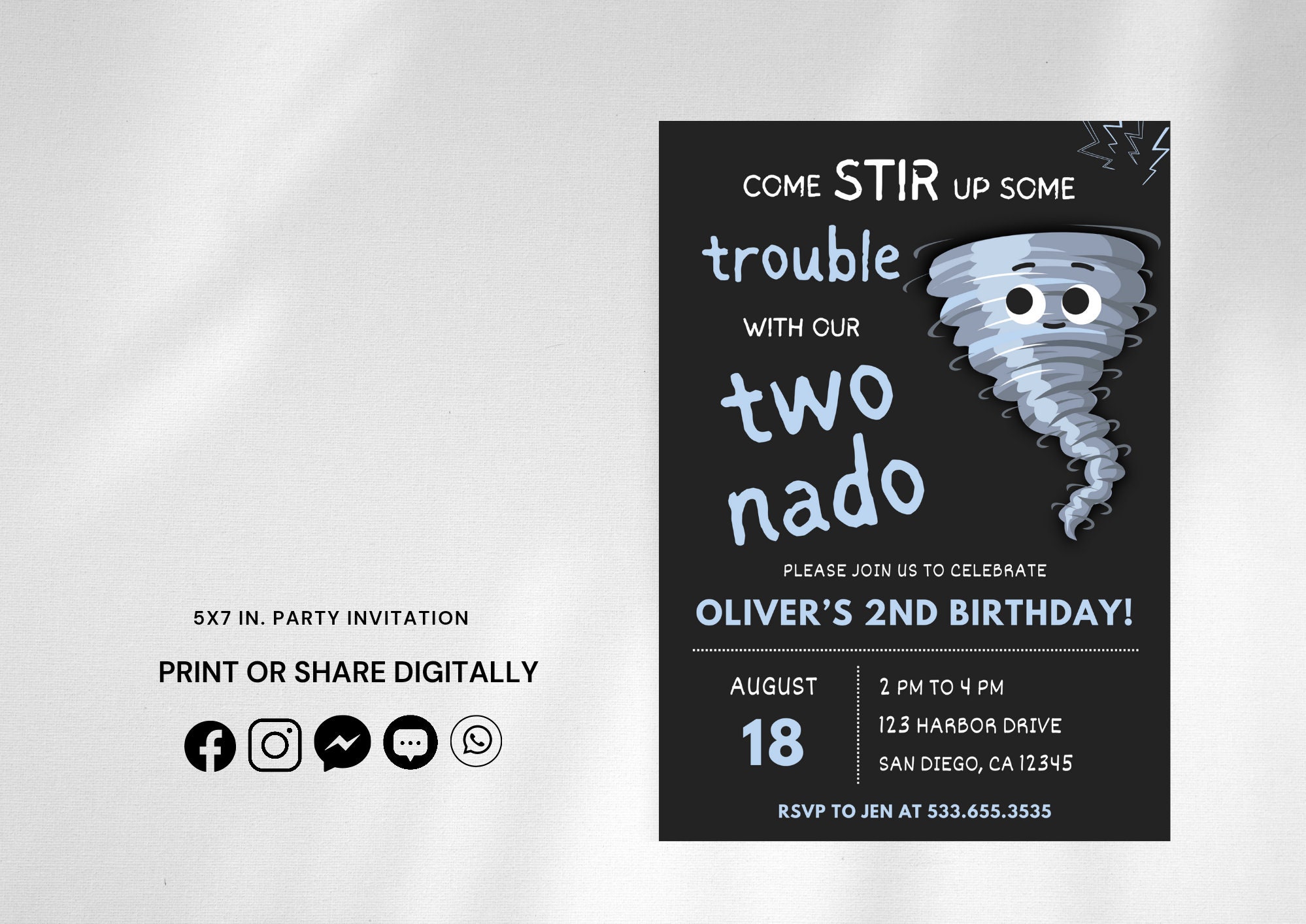 Twonado Birthday Party Invitation | Instant Download | Storm Weather ...
