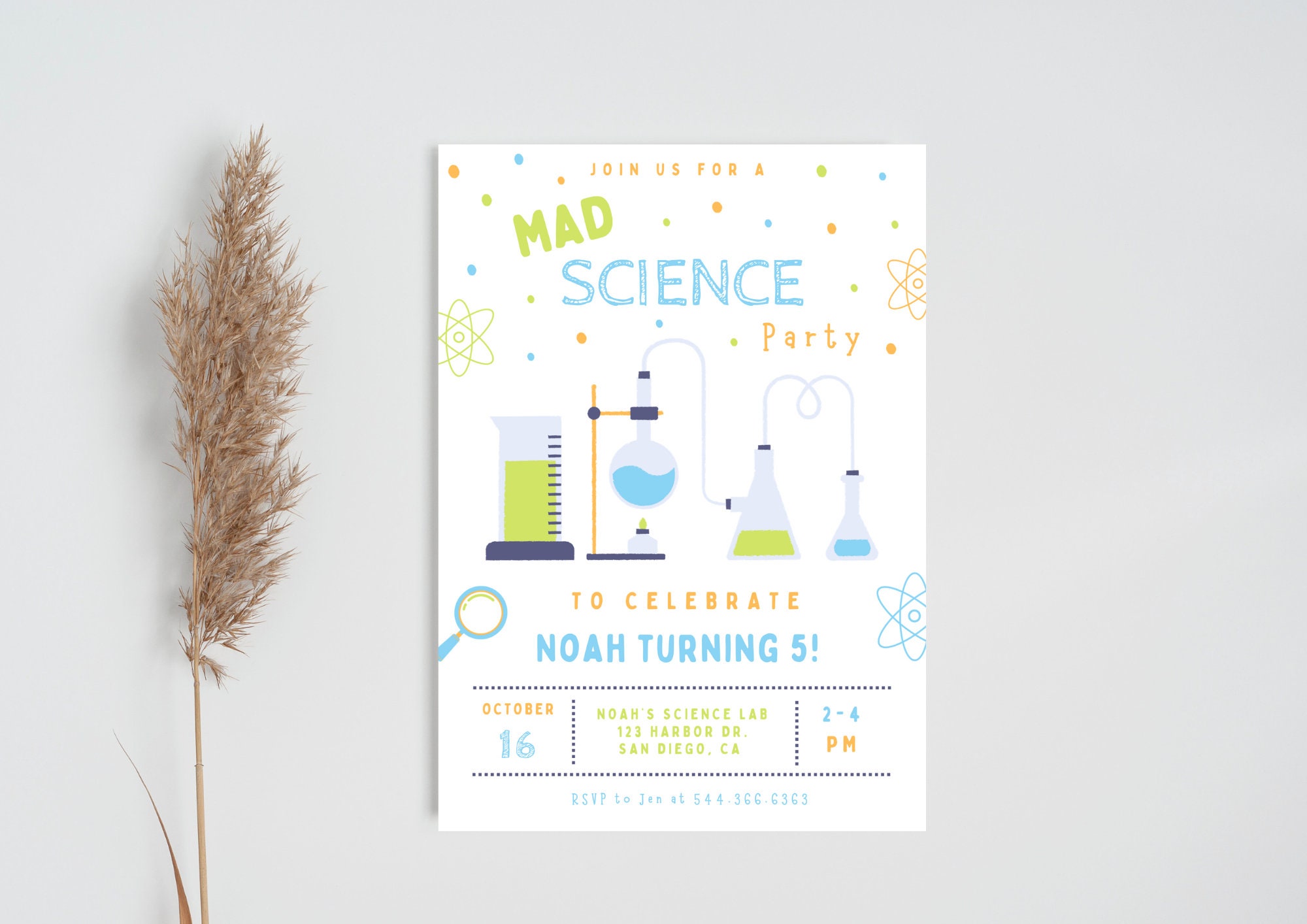 Mad Science Birthday Party Invitation Instant Download Boy Scientist ...