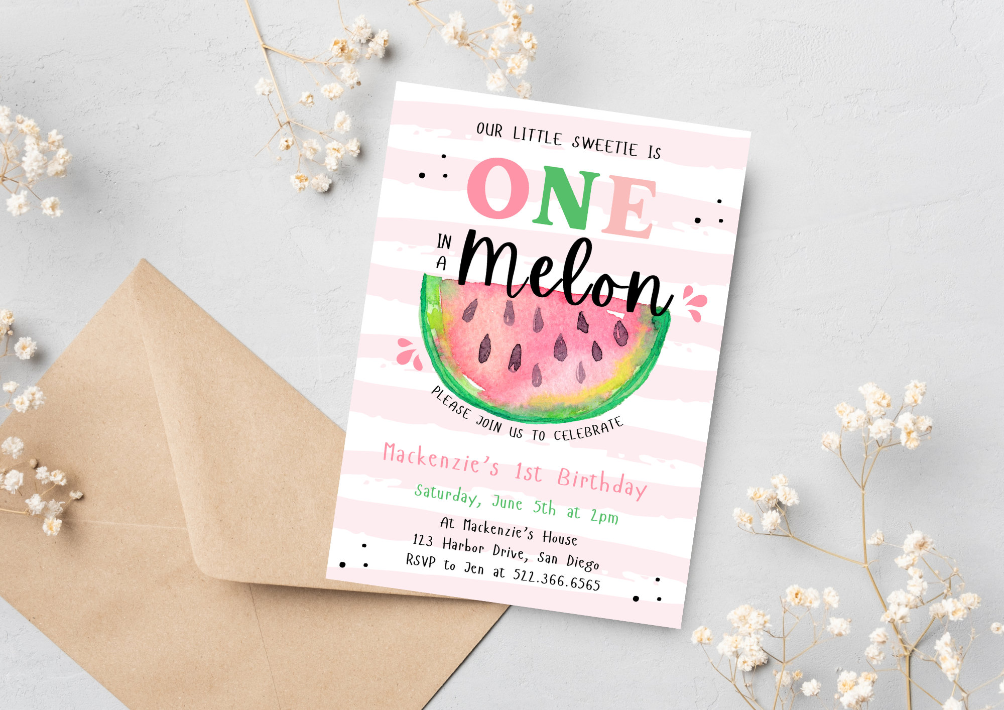 Watermelon Birthday Party Invitation | Instant Download | One in a ...