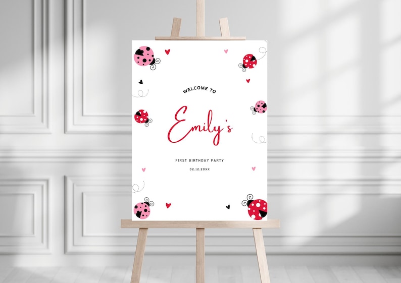 Little Lovebug Birthday Party Welcome Sign | Digital Download | Lady ...