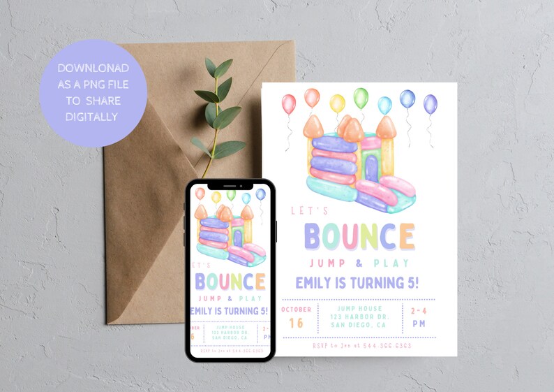 Bounce House Birthday Party Invitation Jump Party Invite - Etsy