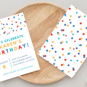 Editable Confetti Birthday Party Invitation | Instant Download ...