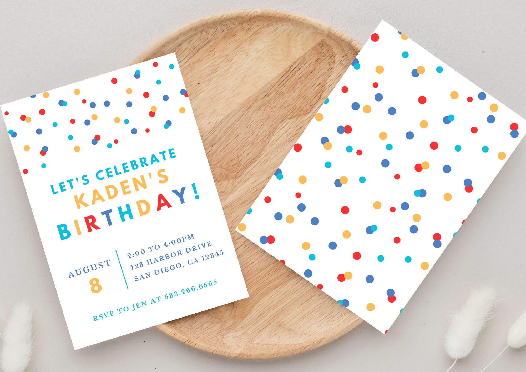 Editable Confetti Birthday Party Invitation Instant Download - Etsy
