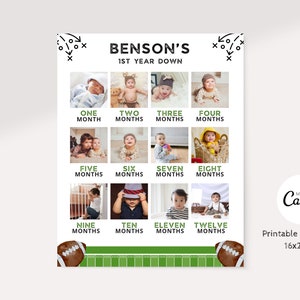 Football Birthday Monthly Photo Board Sign | Sports Theme Monthly Photo ...