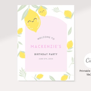 Editable Lemon Party Welcome Sign | Our Main Squeeze Birthday | Instant ...