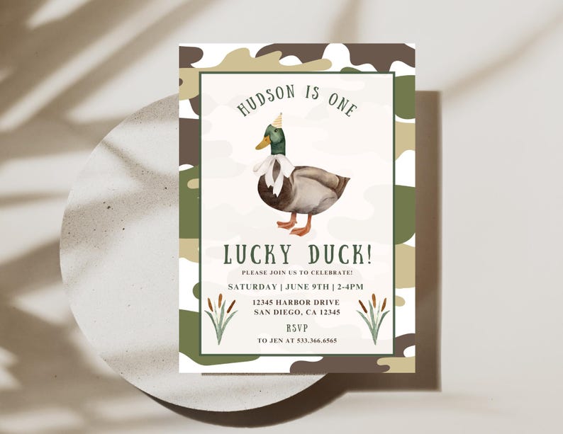 ONE Lucky Duck First Birthday Invitation | Instant Download | Lucky ...