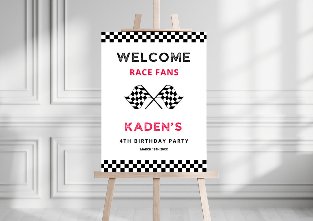 Race Car Birthday Party Welcome Sign | Race Car Themed Party | Instant ...