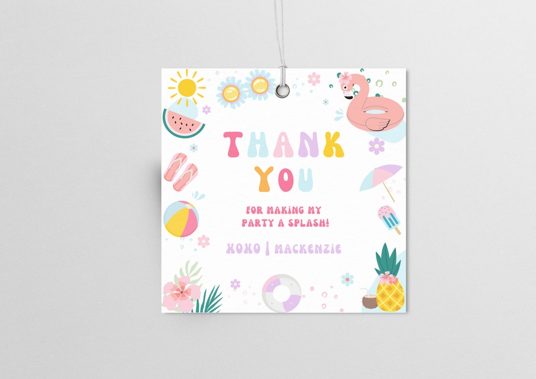 Editable Fun in the Sun Birthday Party Favor Tags | Tropical Splish ...