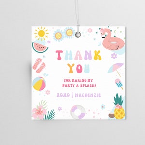 Editable Fun in the Sun Birthday Party Favor Tags | Tropical Splish ...