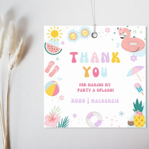Editable Fun in the Sun Birthday Party Favor Tags | Tropical Splish ...
