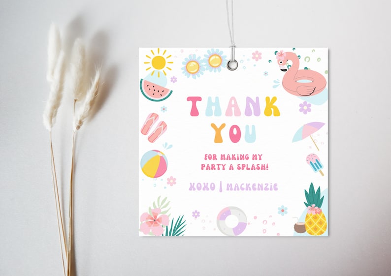 Editable Fun in the Sun Birthday Party Favor Tags | Tropical Splish ...