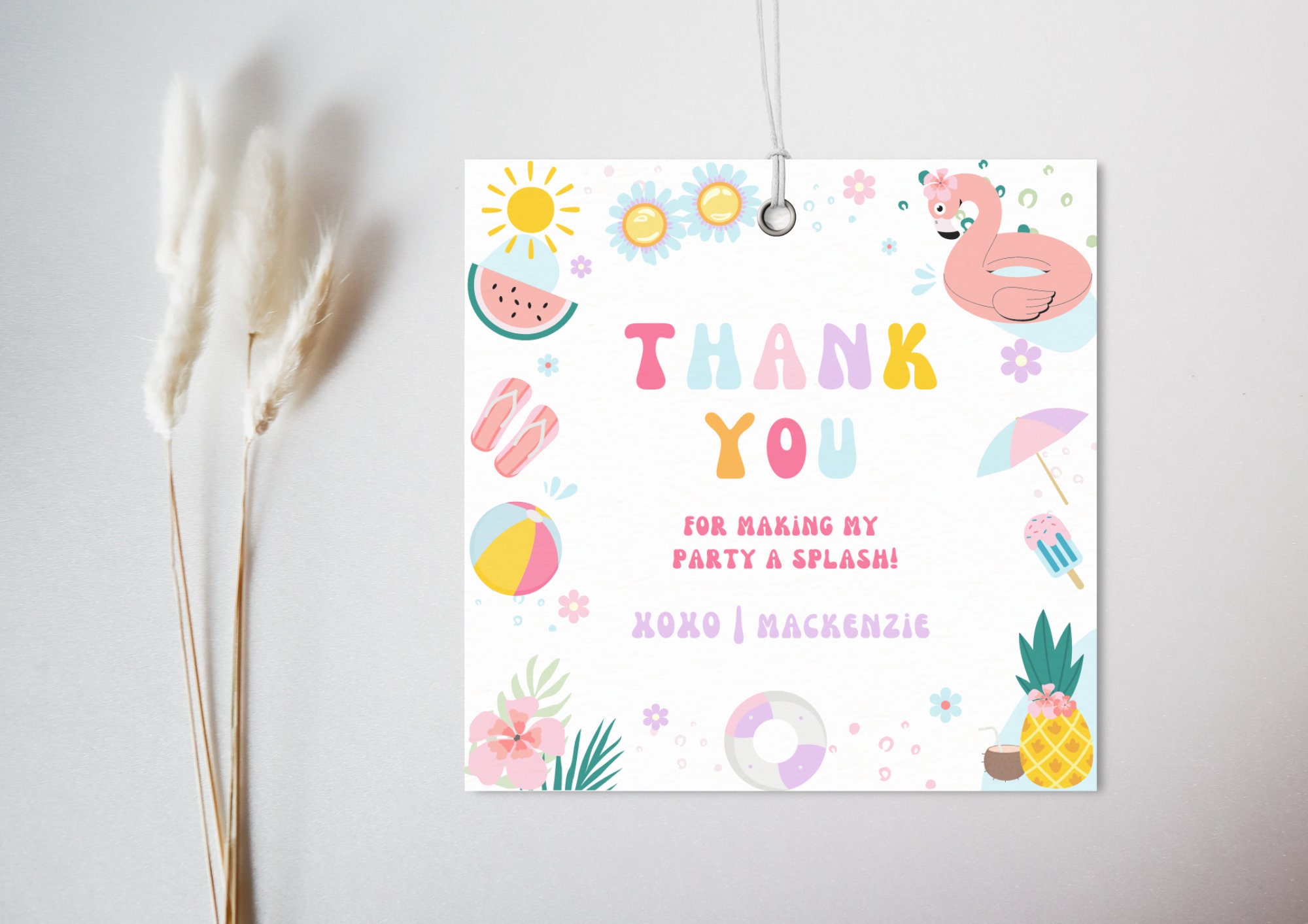 Editable Fun in the Sun Birthday Party Favor Tags | Tropical Splish ...