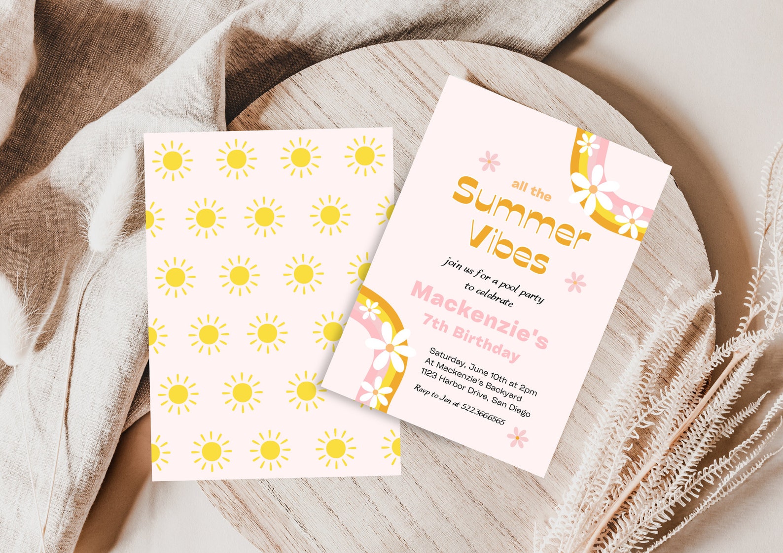 Editable Summer Vibes Birthday Party Invitation End of School Pool ...