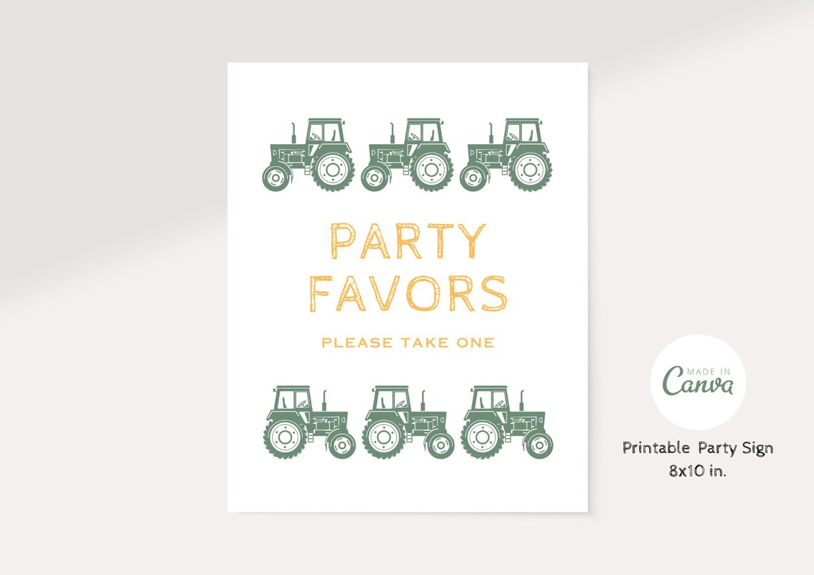Modern Tractor Party Favors Sign Instant Download Printable Tractor ...